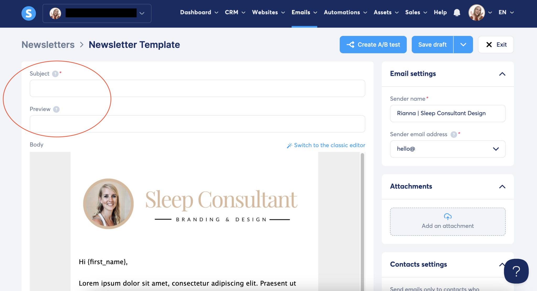 How to Send Newsletters with Systeme.io | Step By Step - Sleep Consultant Design